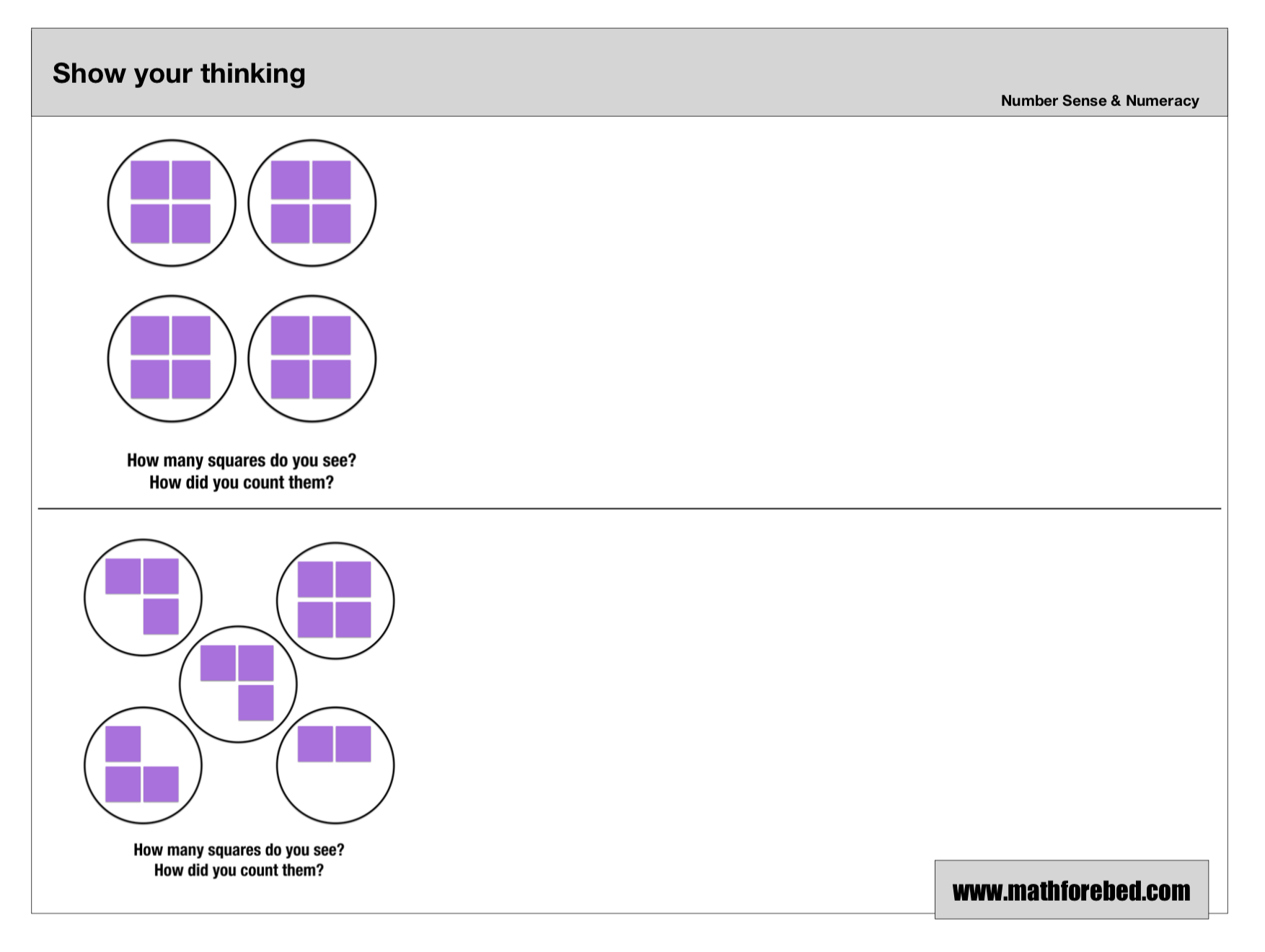 Share Your Thinking Printouts – Math Before Bed